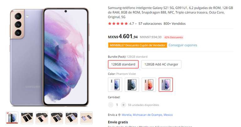 Aliexpress Reacondicionado Samsung Galaxy S21 5G Semi Nuevo