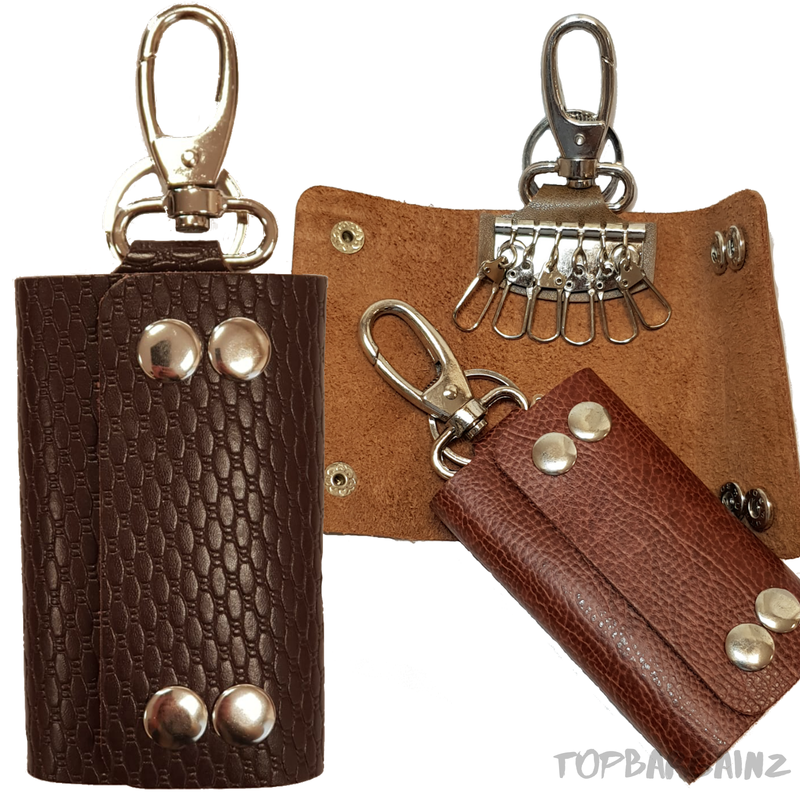 Leather Keychain Key Holder Genuine Case Key Ring Wallet Real Keyring ...