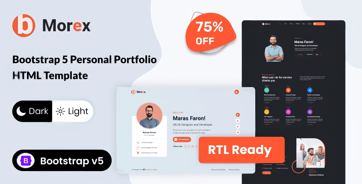 Morex - Bootstrap 5 Personal Portfolio HTML Template + RTL – Bliter GPL
