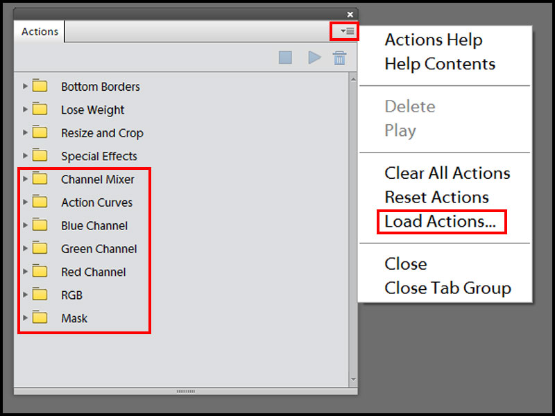Actions Panel — Postimages