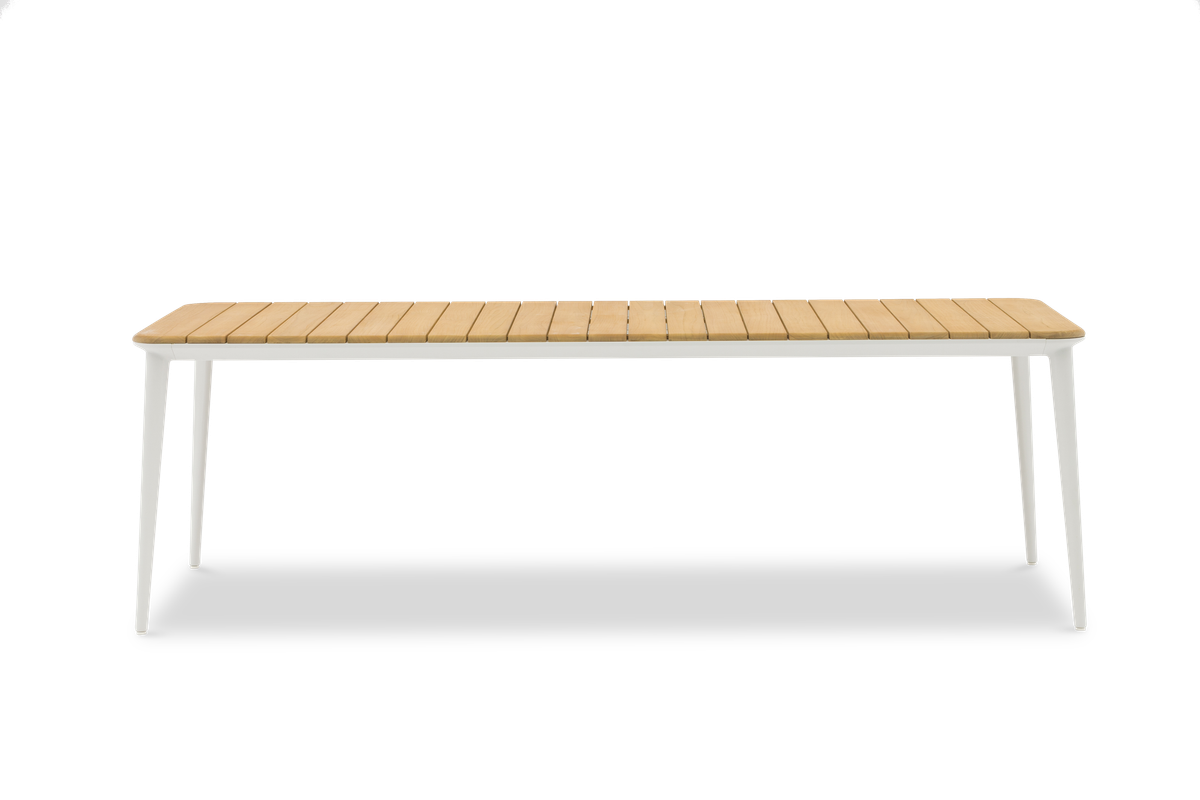 TIMO DINING TABLE TEAK TOP 2 4 M WHITE FRAME 2 — Postimages