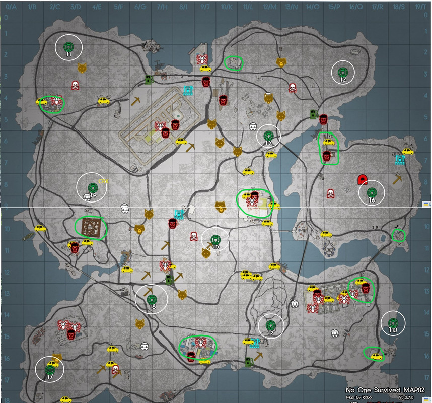 Cars- Spawns/parts/fuel Map (large map) :: No One Survived General ...