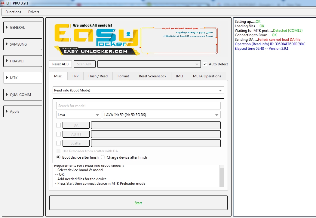 ALL MTK ERROR : Sending DA.....Failed: can not load DA file - GSM-Forum