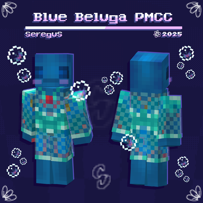PMCC - Blue Beluga in Prismarine Armor - Team Mascot Minecraft Skin