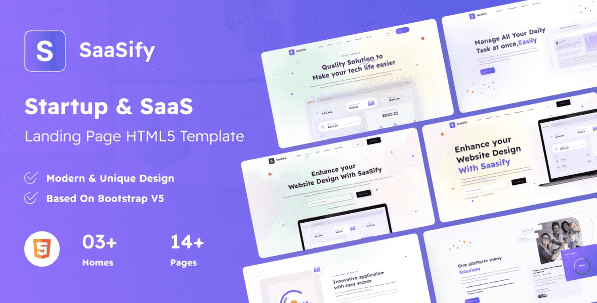 Saasify Startup And Saas Landing Page Html5 Template Bliter Gpl