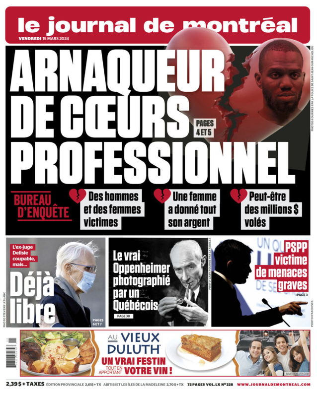 Le Journal De Montréal 15 mars 2024 — Postimages