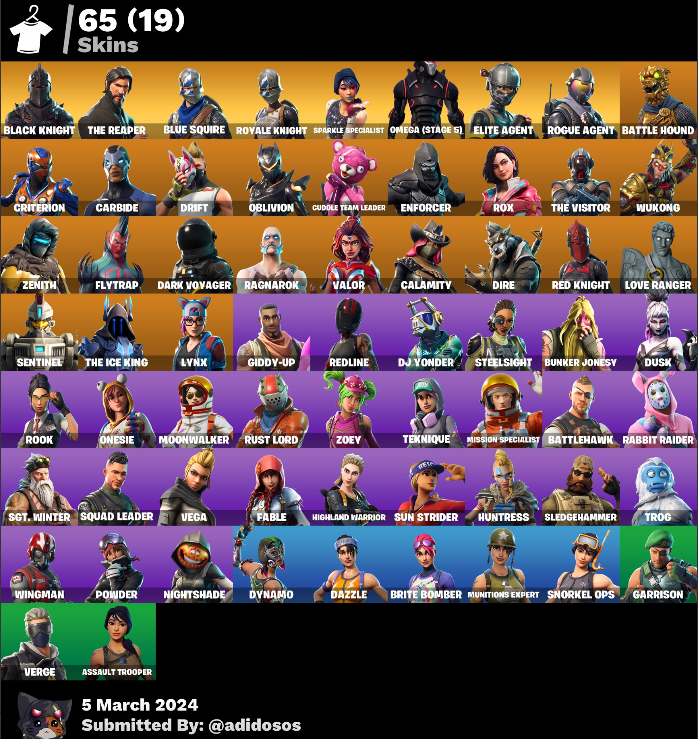 OG blacknight +60 skins for sell FA : r/FortniteAccountsSale