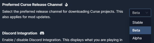 Add setting to disallow beta or alpha versions from curseforge · Issue #806 · PrismLauncher ...
