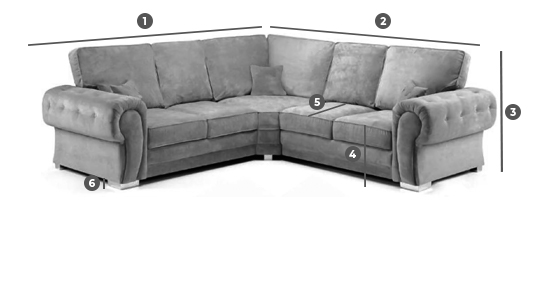 Verona High Back Grey Fabric Corner Sofa FurnitureInstore