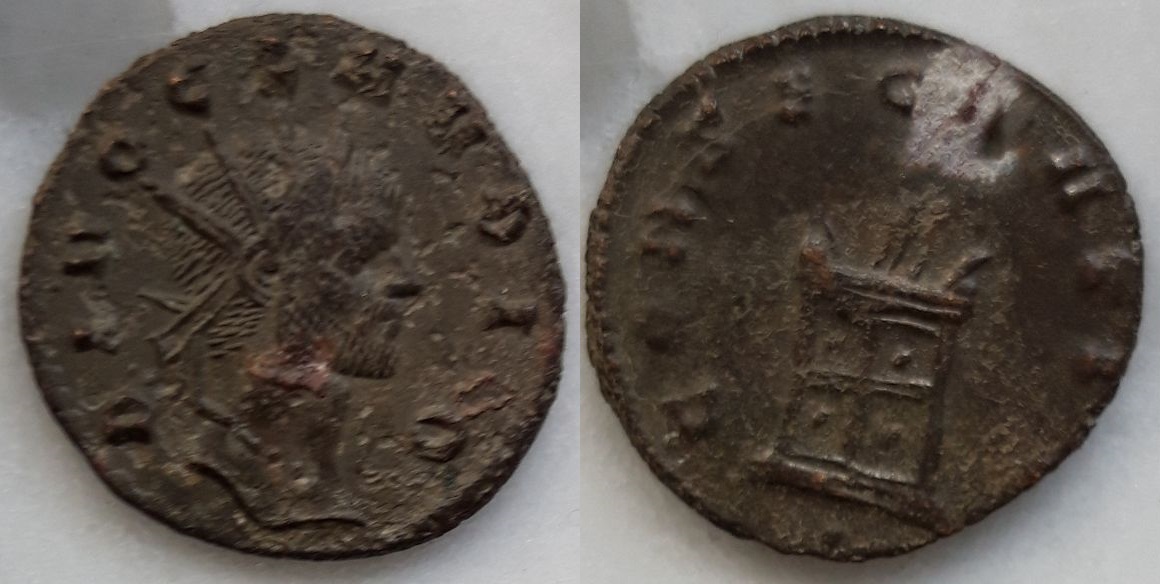 Muestrario de antoninianos de tipo CONSECRATIO / CONSACRATIO con altar.