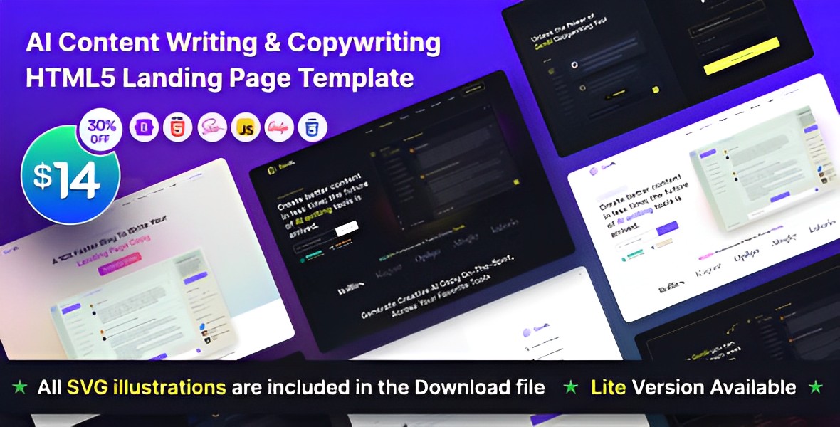 GenAI - AI Based Copywriting And Content Writing Landing Page Template ...