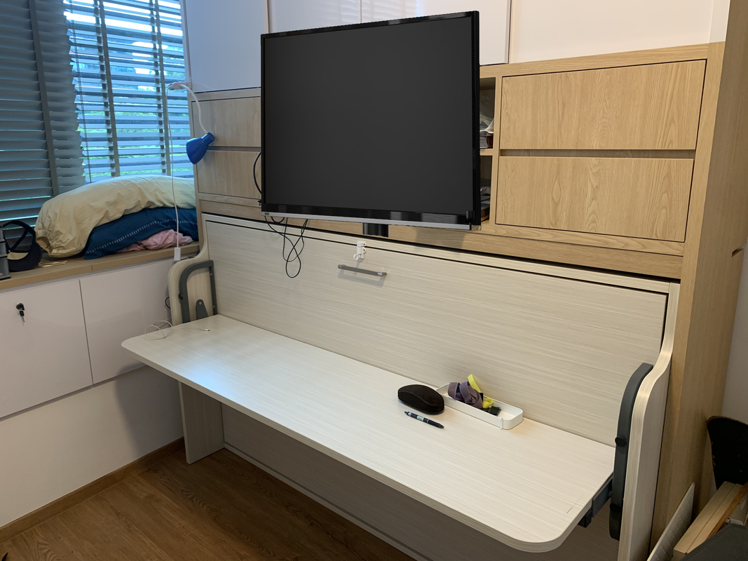 Monitor arm for unconventional desk setup (murphy bed/desk) ? : r ...