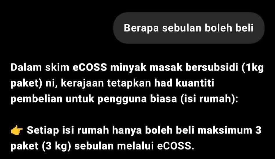 new app (eCOSS) to buy cooking oil