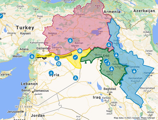 Maps of Great Kurdistan and Ezdixan - anthropedia