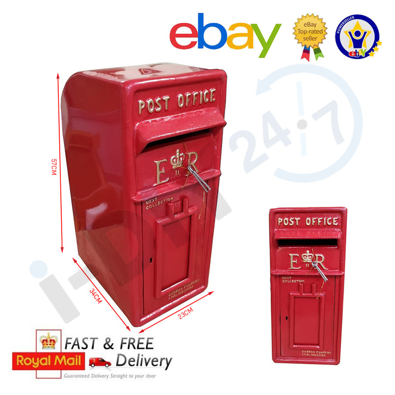 Rolson Cast Iron ER Royal Mail Post Box Postal Box Red British Mailbox ...
