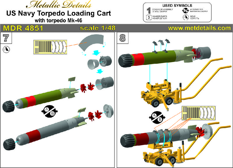 1/48 - USN loading cart with torpedo Mk.46 + torpedoes Mk.46 & Mk.54 ...