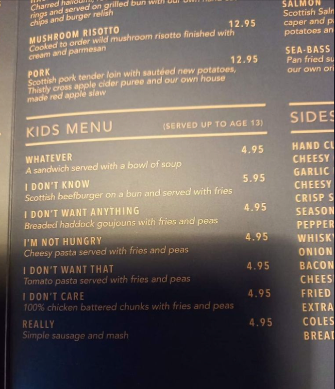 kids menu — Postimages