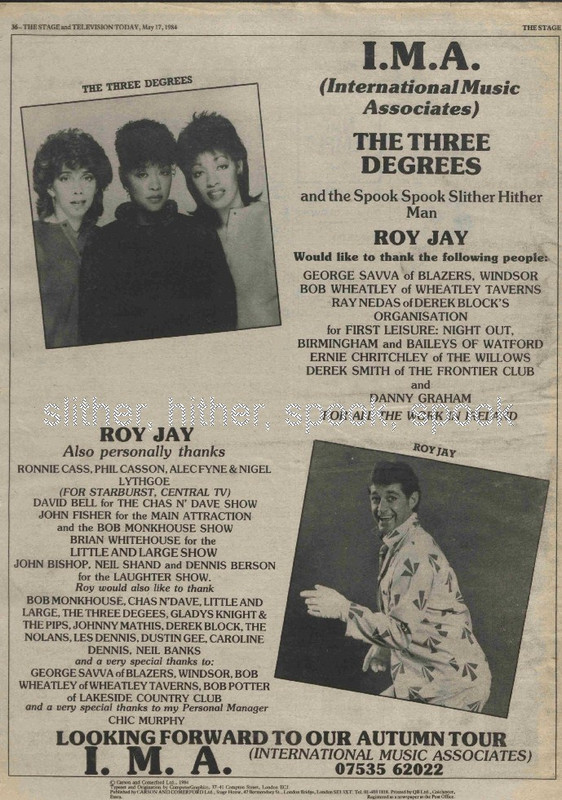 84 05 17 stage roy jay ad — Postimages