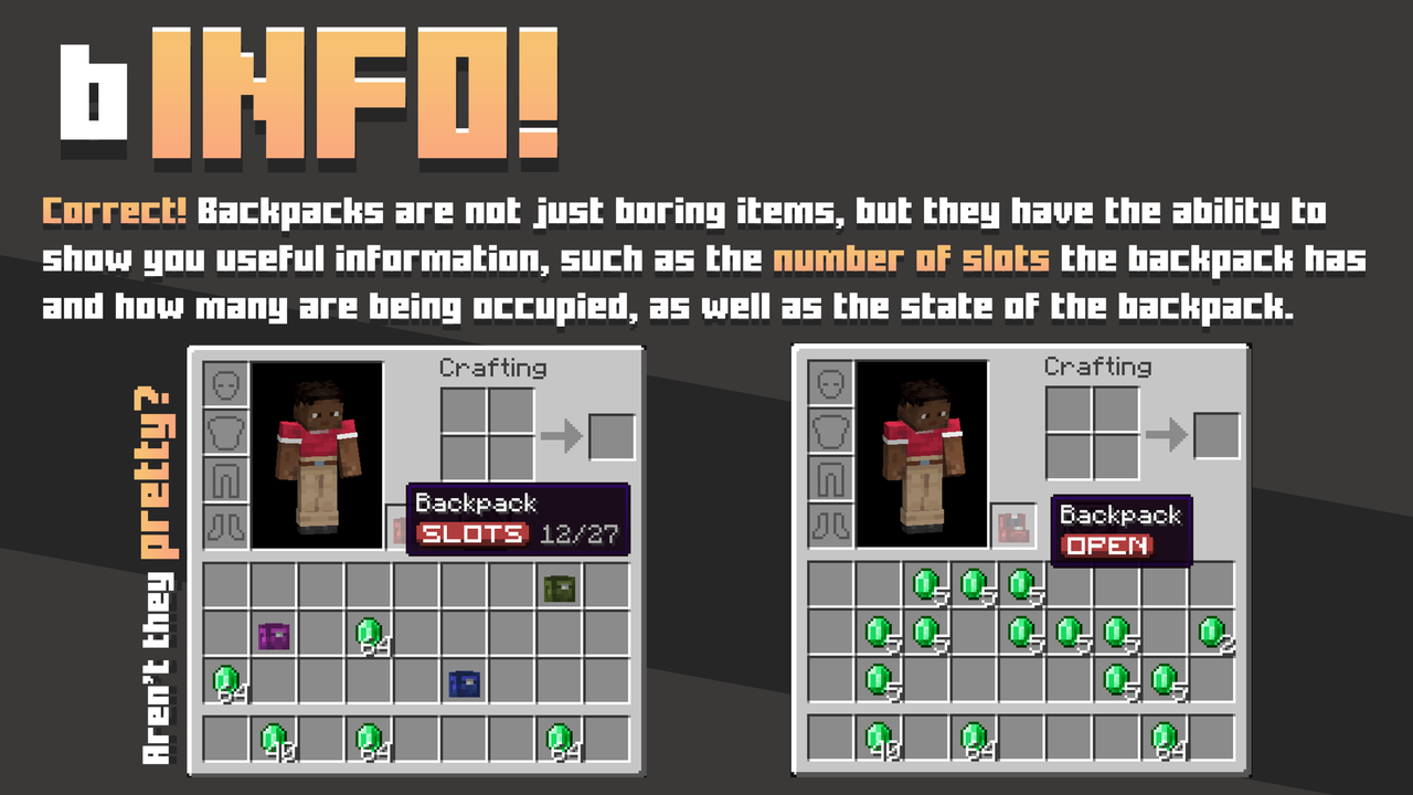 Backpacks! Bring all the items you want with you 1.21.3 Minecraft Data Pack