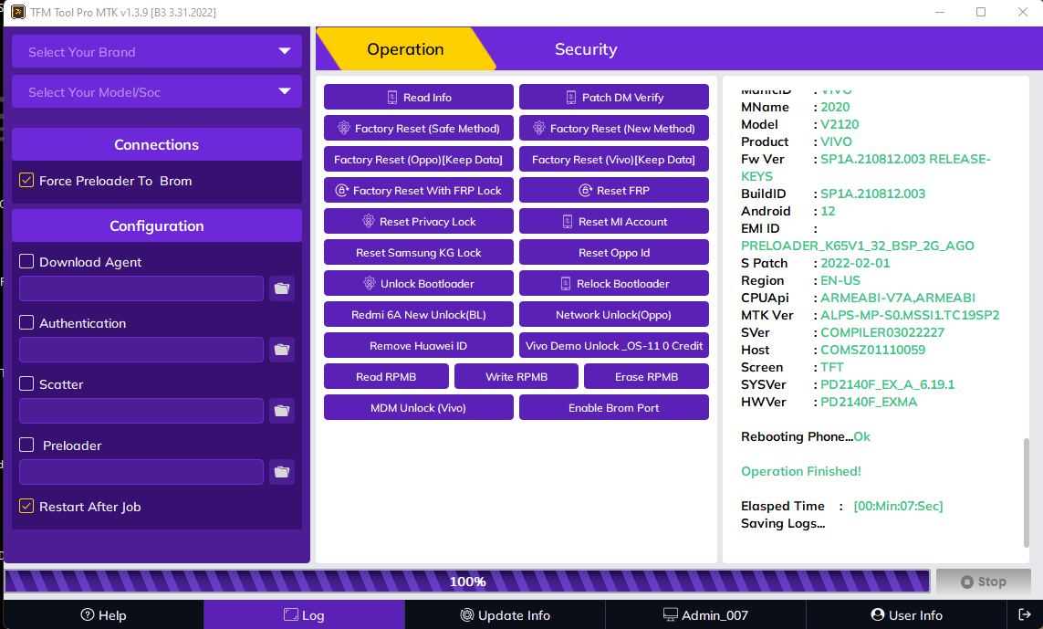 TFM Tool Pro MTK One Clcik V1.3.9 (B3) Released /Vivo Network Unlock ...