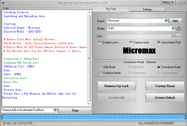micromax q3001 FRP lock Remove Done By Miracle FRP Tool 1.27 - GSM-Forum