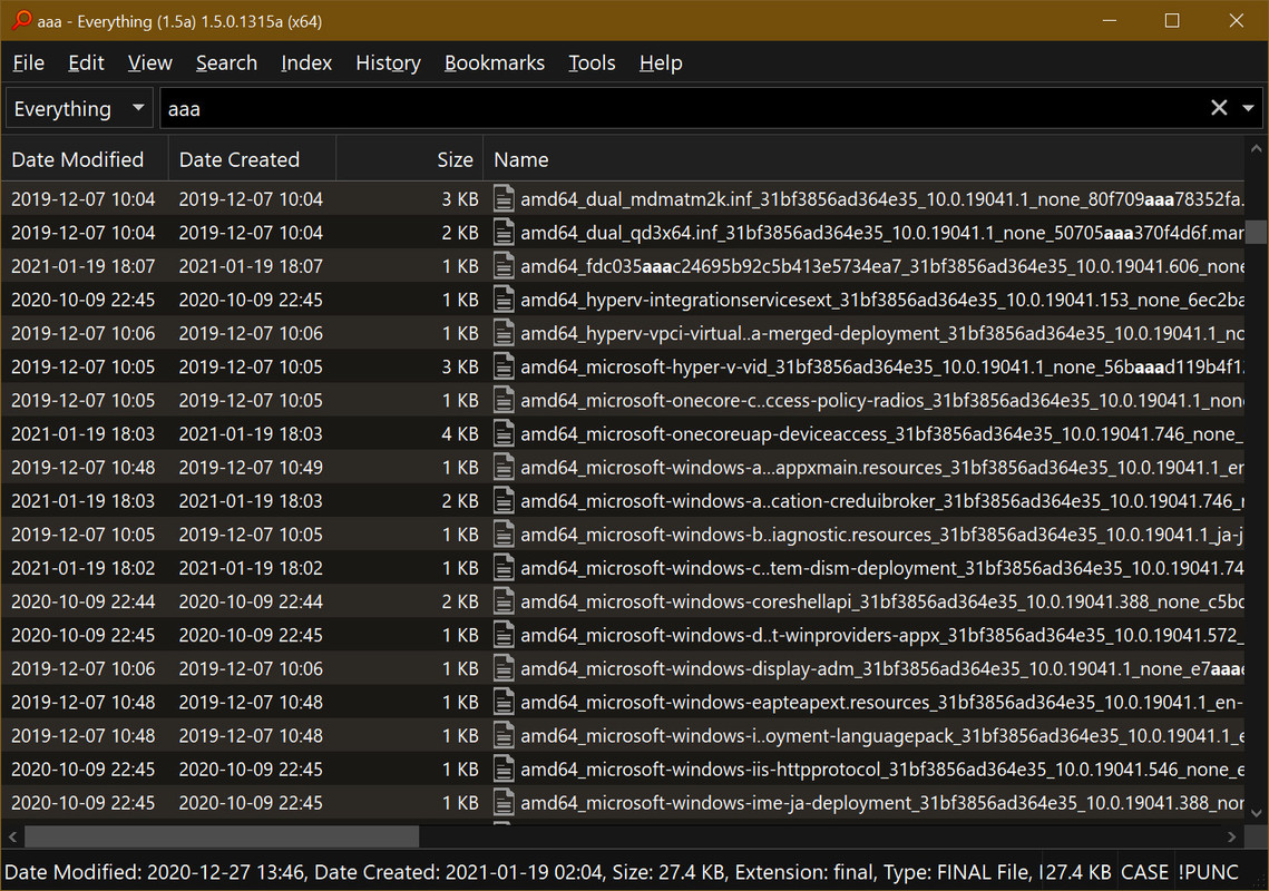 Separate color settings in Status Bar for filters of Search - voidtools forum