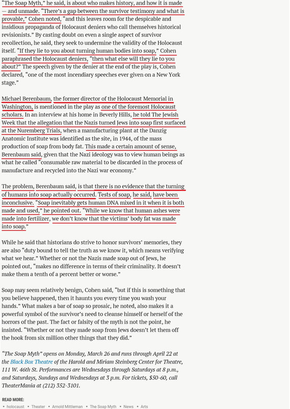 Holocaust The Times of Israel March 2012 Jewish soap A Holocaust myth ...