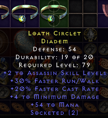 = Assassin Helm 2 Skills / 30 Frw / 20 Fcr / 2os = - Topic - d2jsp