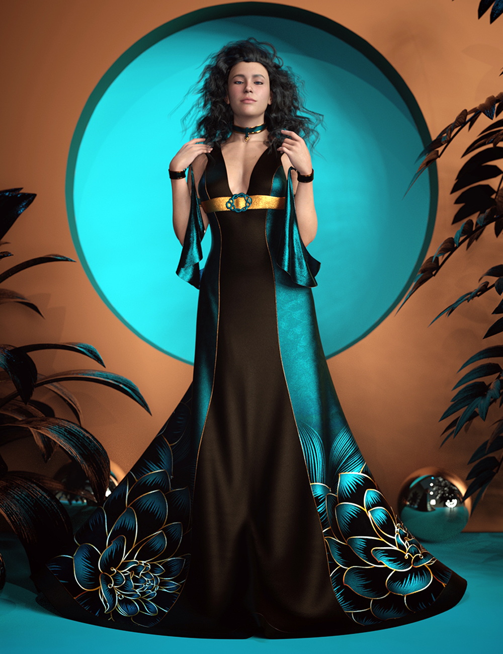 (FILLED) DForce CB Saffron Dress Set For Genesis 9 + Texture Expansion ...