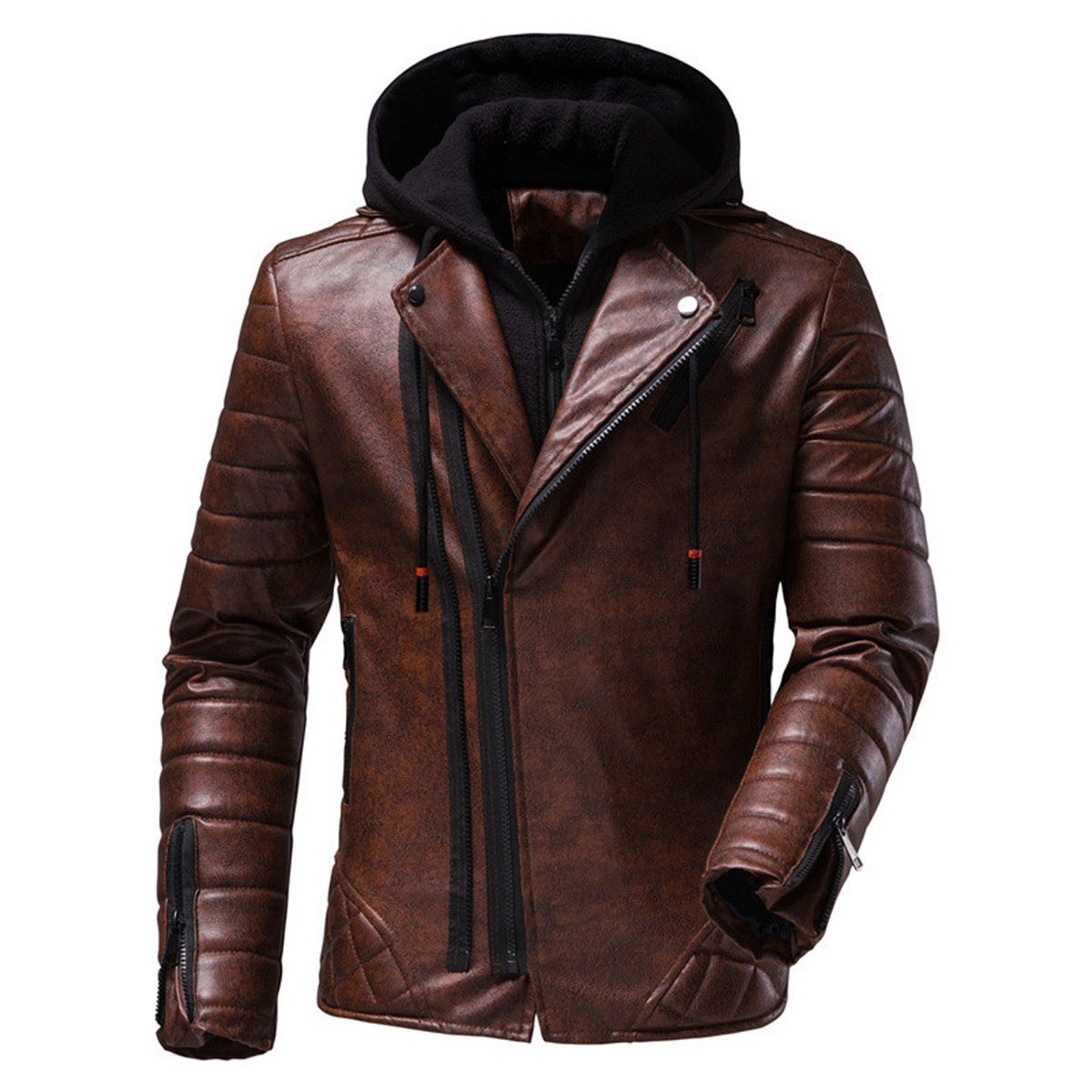 Men’s Vintage Distressed Brown Biker Leather Jacket 1 — Postimages
