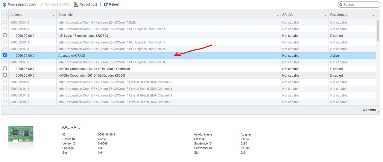 Adaptec ASR-71605 RAID Card - “No devices with free space” : r/vmware