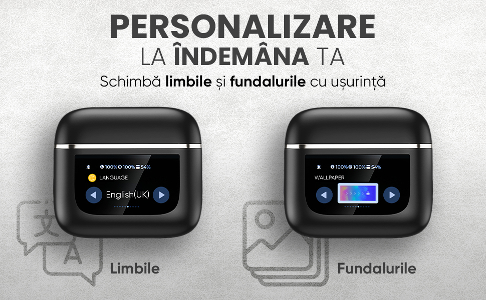 Casti wireless bluetooth ROTTER®️ cu Touch Screen si Anularea ...