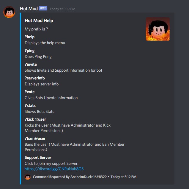 Hot Mod | Discord Bots