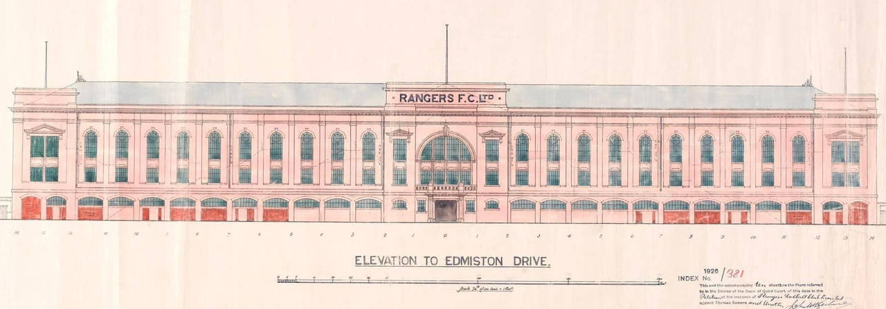 Ibrox main stand - drawing of Edmiston elevation | FollowFollow.com