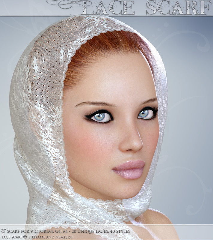 Lace Scarf (REPOST) 2025 - Free Daz 3D Models
