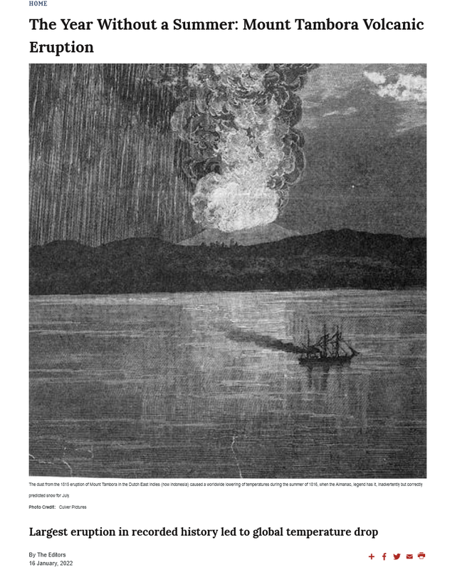 The Tonga eruption & Volcanic Winter? – The Burning Platform