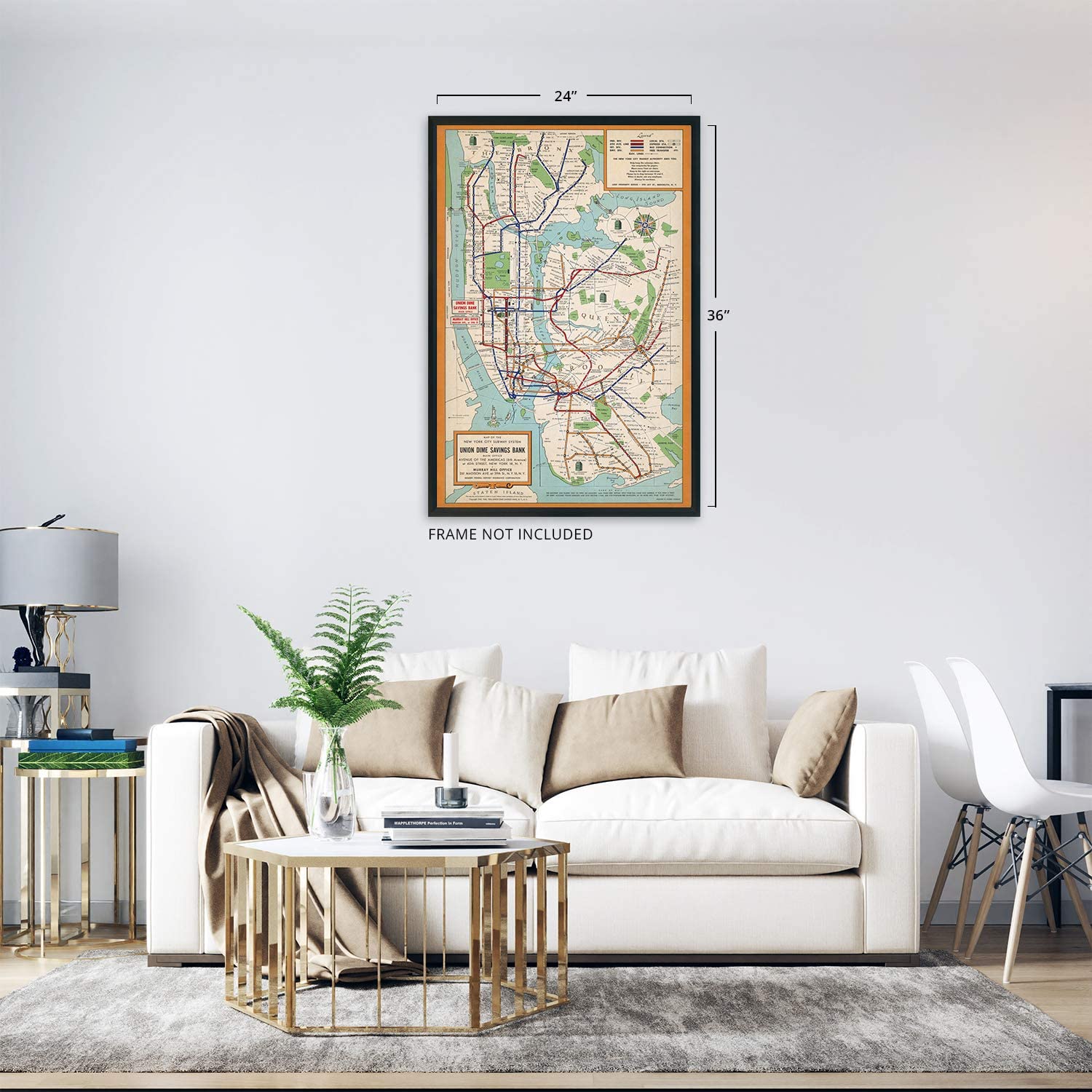 1954 New York City Subway Map Poster - Vintage City of New York Wall ...