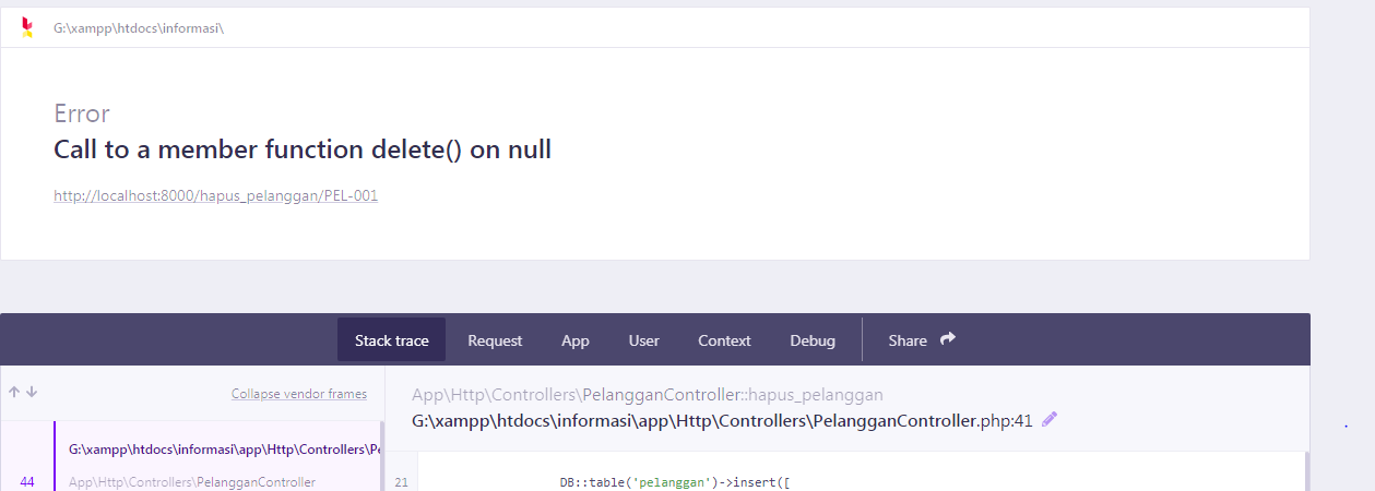 Error Call To A Member Function Delete On Null On Laravel Forum Coding Indonesia