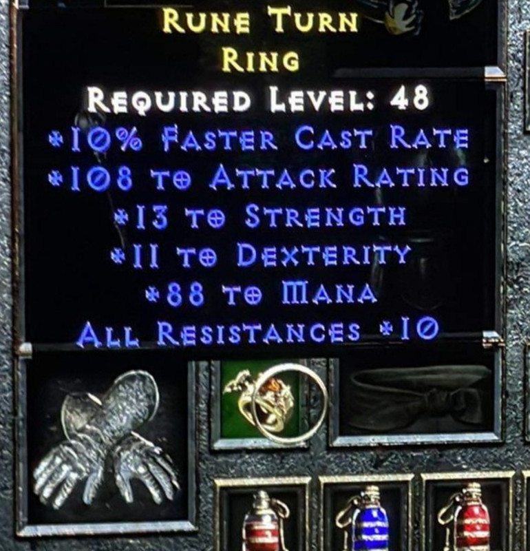 Gg Ring - 6 Point, Fcr,ar,str,dex,mana,all Res - Topic - d2jsp