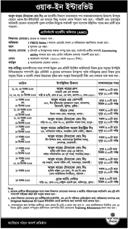 Abul Khair Tobacco Job Circular 2024 | BD Govt Job