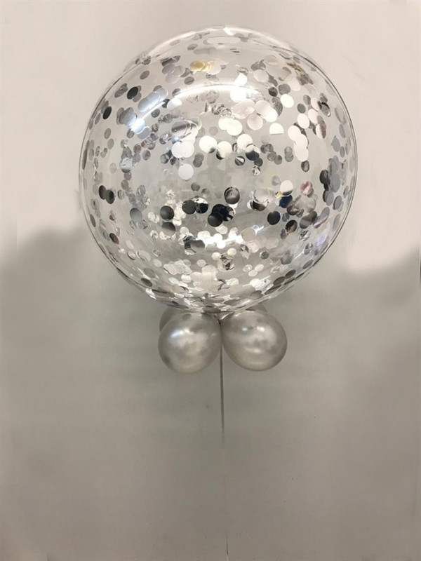 balao transparente confete prata bubble redondo 40cm balao redondo — Postimages