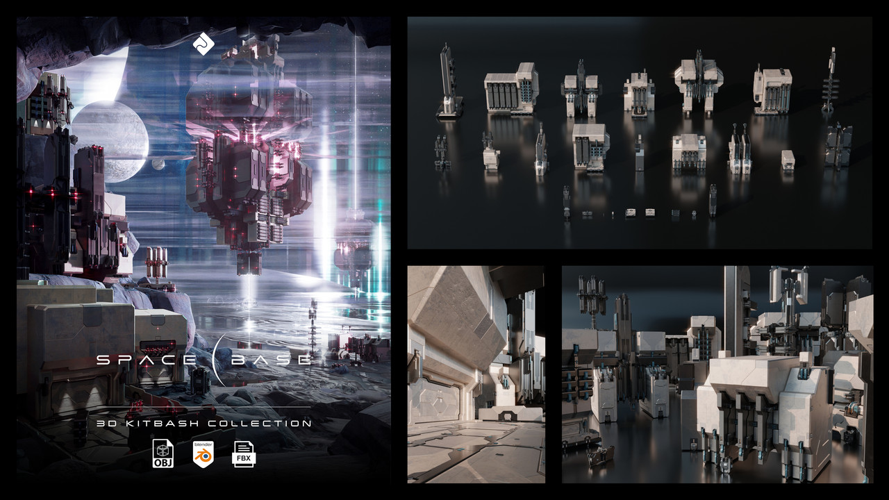 Space Base – Sci Fi Modules, Buildings & Environment Assets 3D Kitbash ...