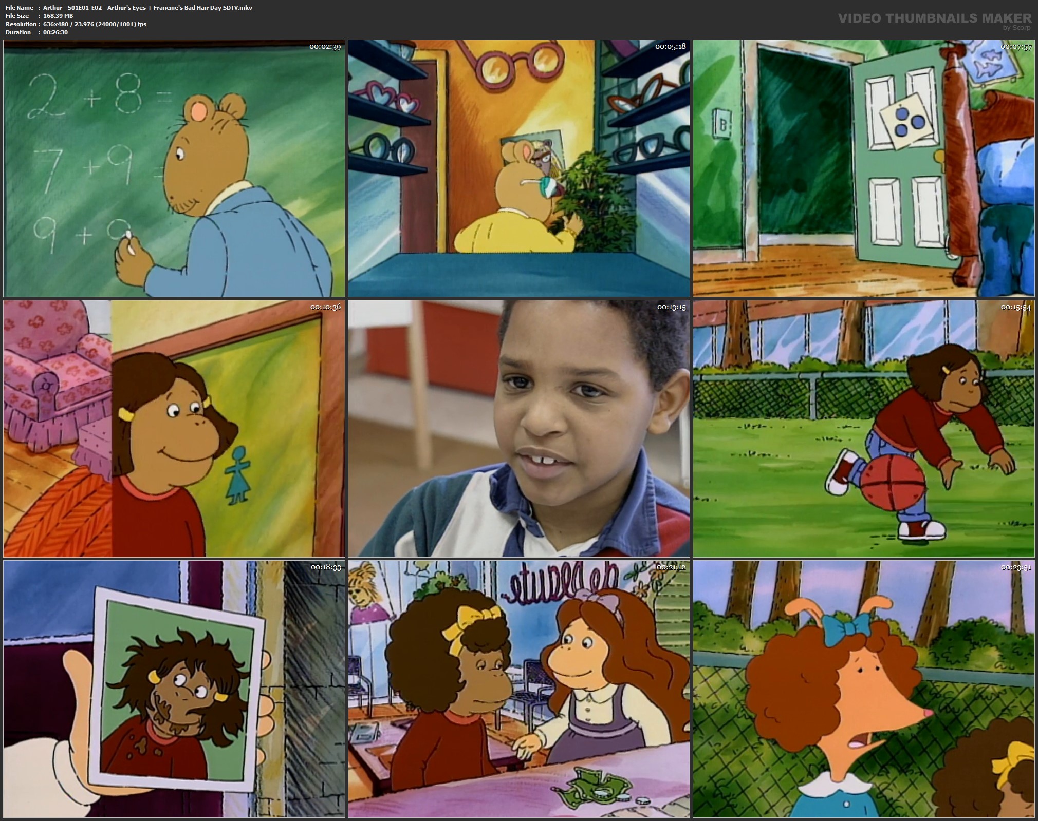 Arthur S01 E01 E02 Arthur's Eyes Francine's Bad Hair Day SDTV mkv ...