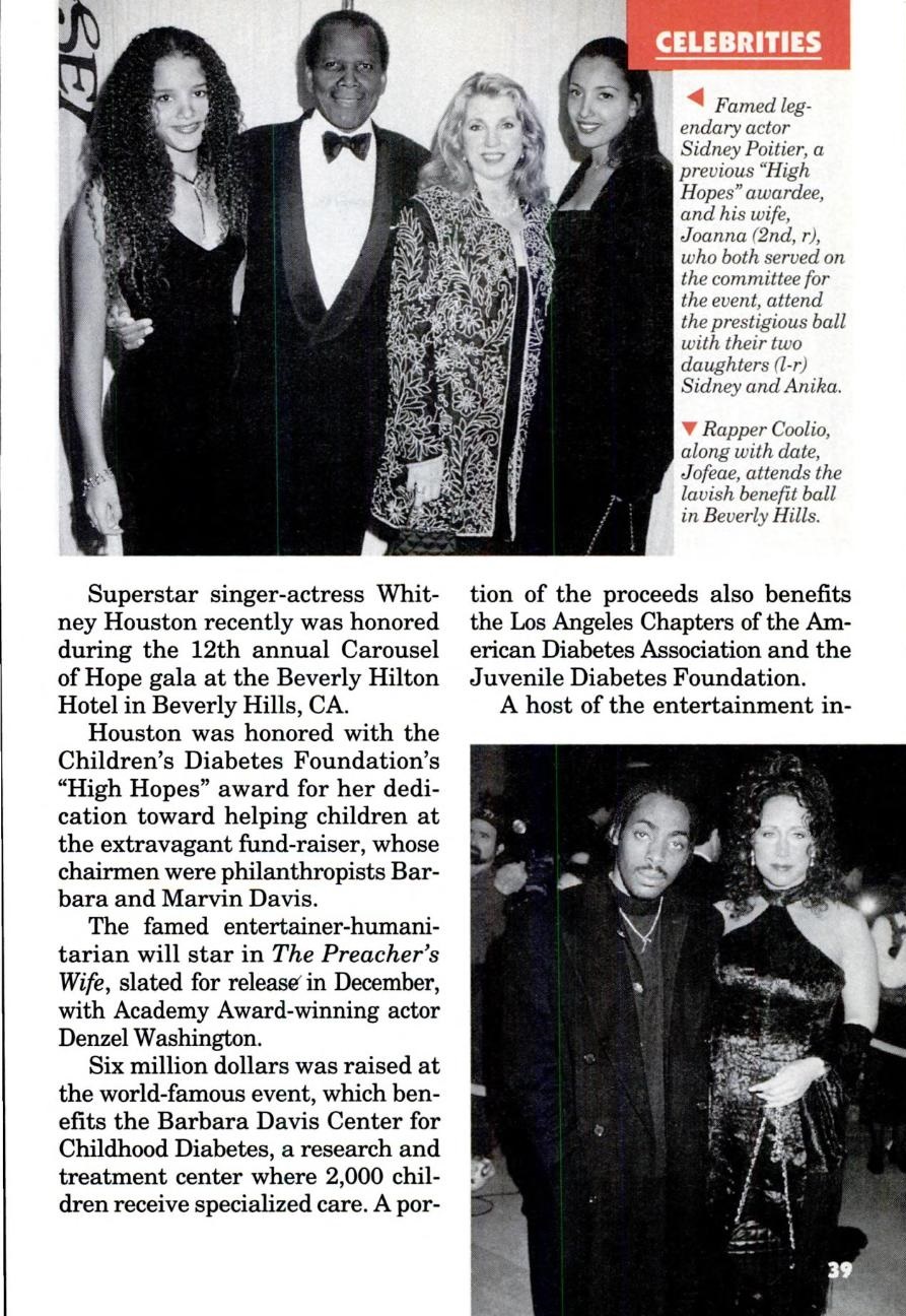 "Whitney Honored At 12th Annual Carousel Of Hope" JET Magazine November ...