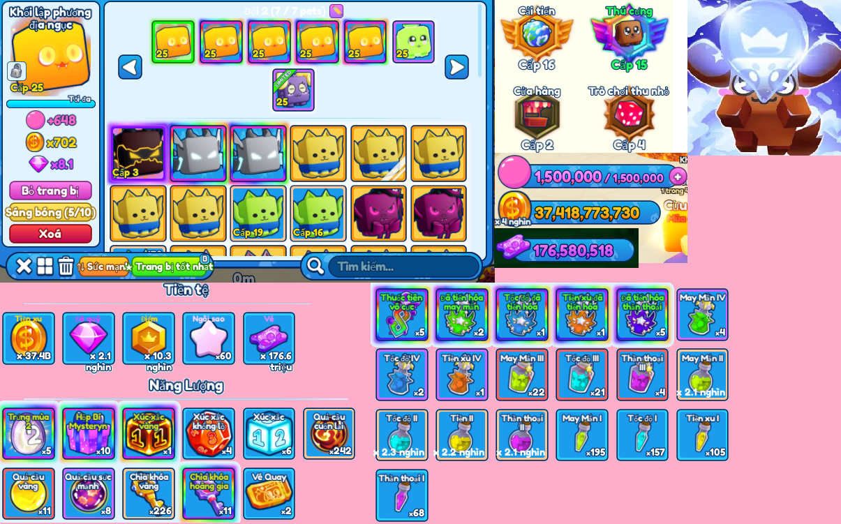[ 🏆 Bubble Gum Simulator INFINITY ] ACC VIP NHƯ HÌNH CỰC KÌ NHIỀU PET ...