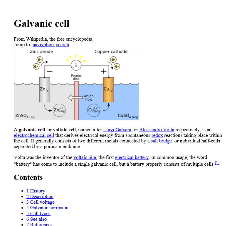 Galvanic cell on wikipedia — Postimages