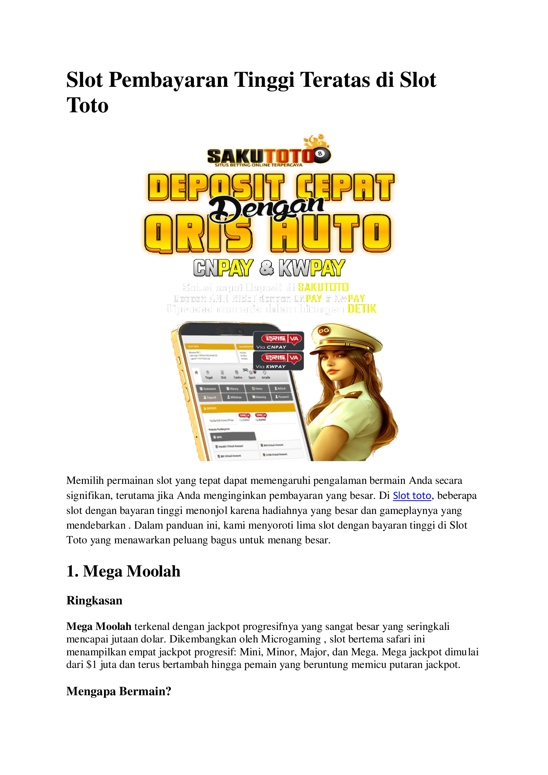 Slot Pembayaran Tinggi Teratas di Slot Toto — Postimages