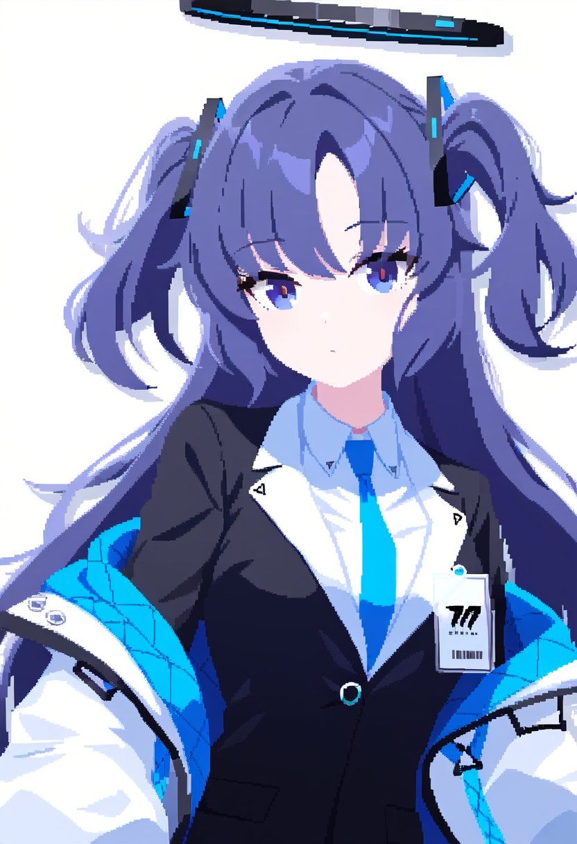 1girl, yuuka (blue archive), {{{{pixel art}}}}, flat colors, best ...