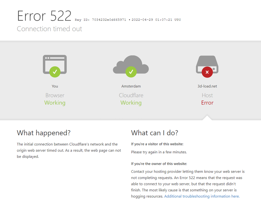 Question: Is 3D-Load.net Down For Good? (522 Error) - Free Daz 3D Models