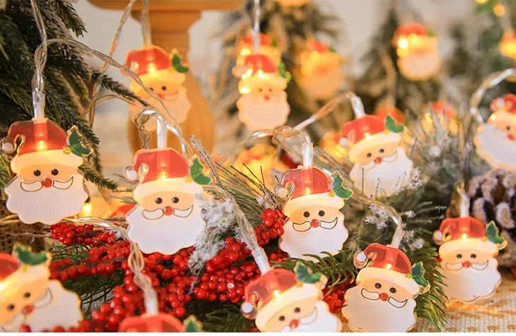 Tira de luces de navidad Cabeza de Santa Luces navideñas de 20 focos ...